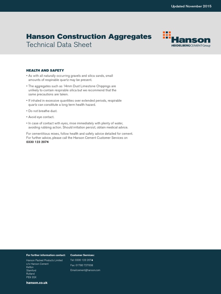 Technical Data Sheet: Hanson Construction Aggregates | PDF | Concrete ...