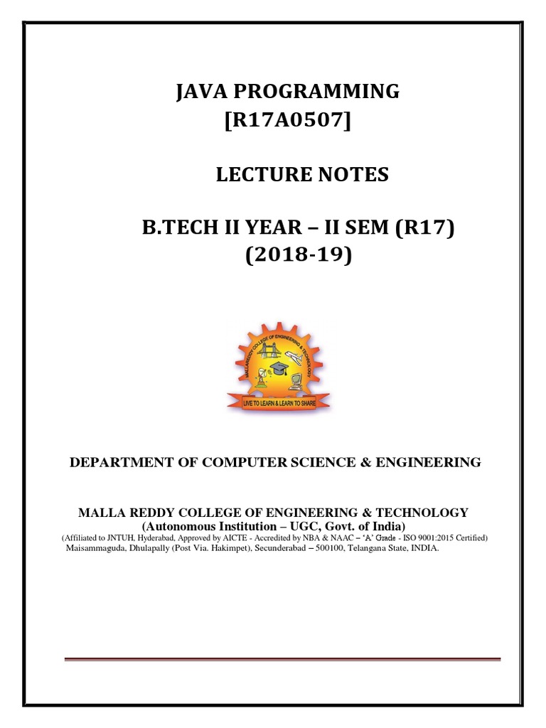 Java Programming Lecture Notes | PDF | Programming | Constructor ...