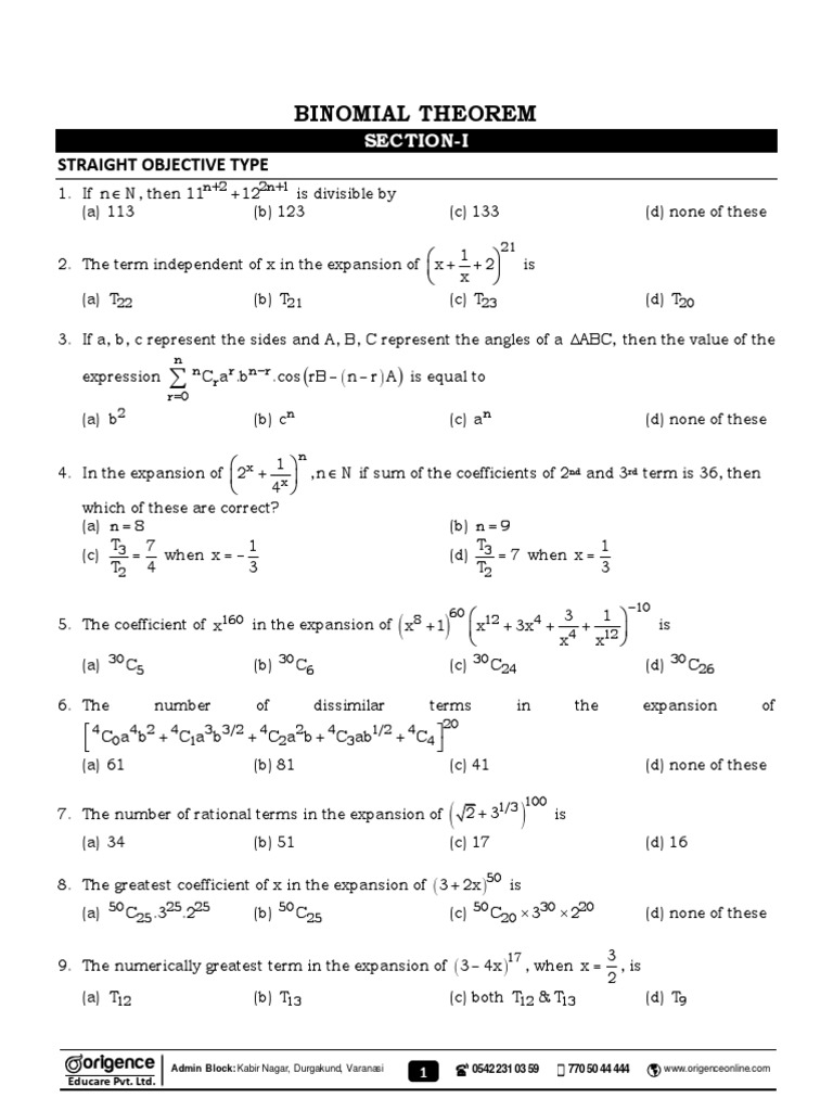 Binomial Theorem (Fosterer Plus) | PDF | Numbers | Mathematical Objects