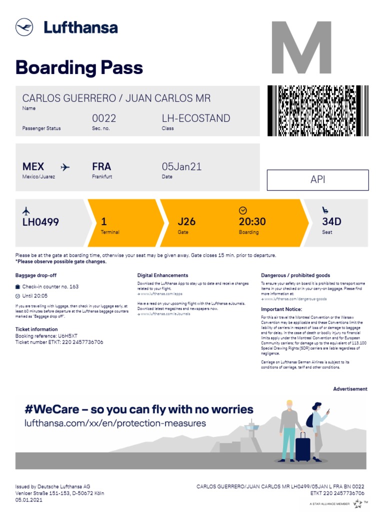 Lufthansa Boarding Pass Instructions | PDF | Baggage | Transport