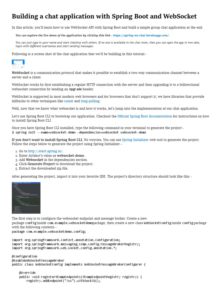 Building A Chat Application With Spring Boot and WebSocket | PDF ...