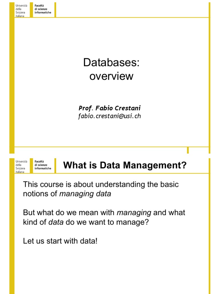 Databases: An overview of data management | PDF | Data | Databases