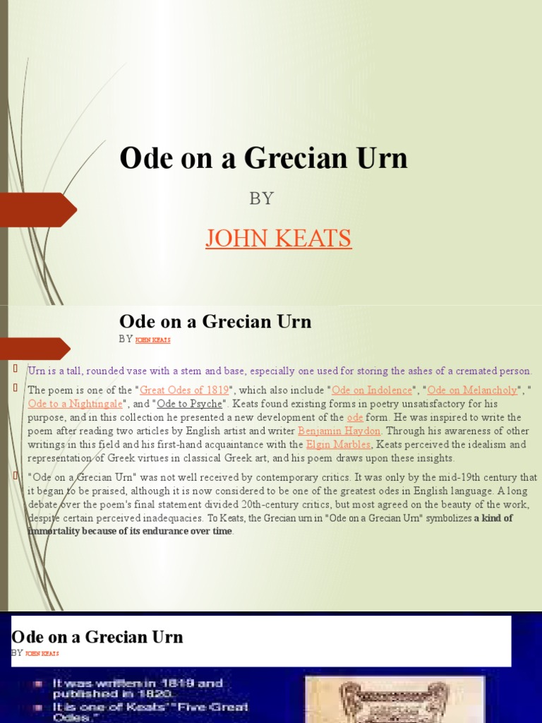 Ode On A Grecian Urn: John Keats | PDF | Poetry