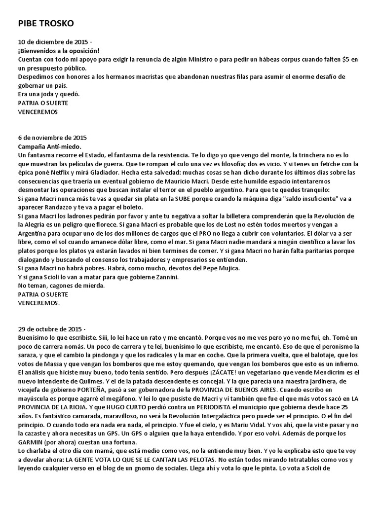 Pibe Trosko | PDF | Mauricio Macri | Argentina
