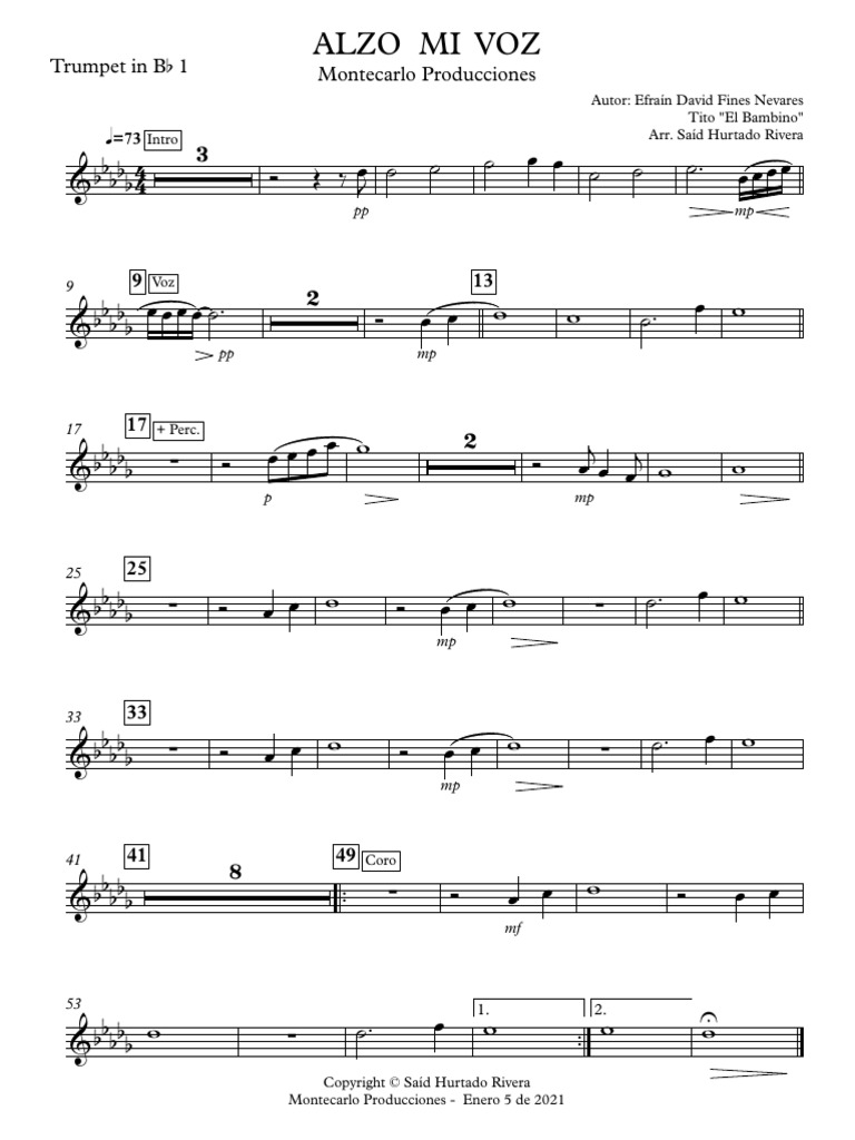 Alzo Mi Voz - Trumpet in BB 1 | PDF