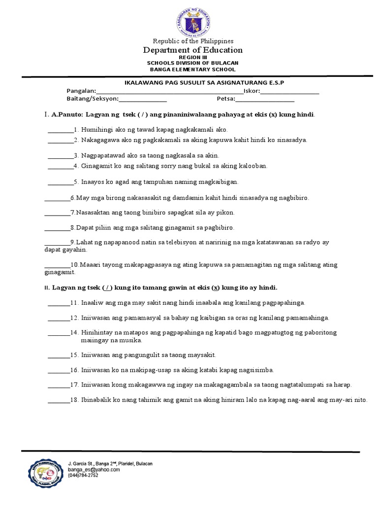 2ND Summative-Test-in-FILIPINO 4 | PDF