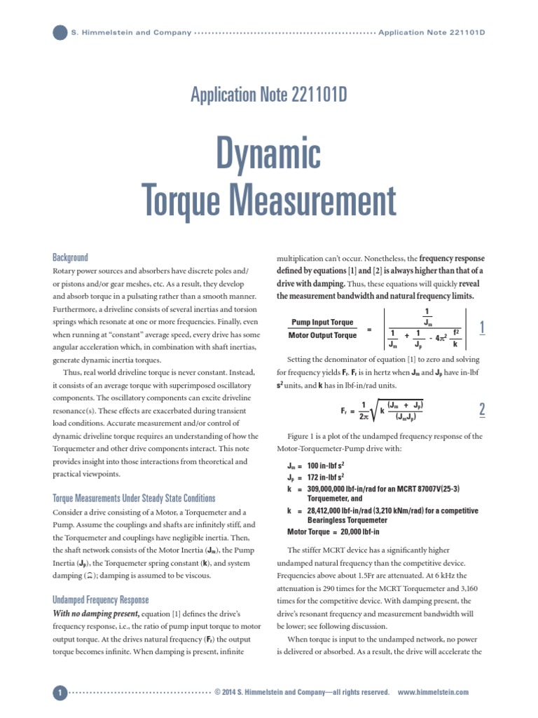 Dynamic Torque Measurement | PDF | Damping | Bandwidth (Signal Processing)