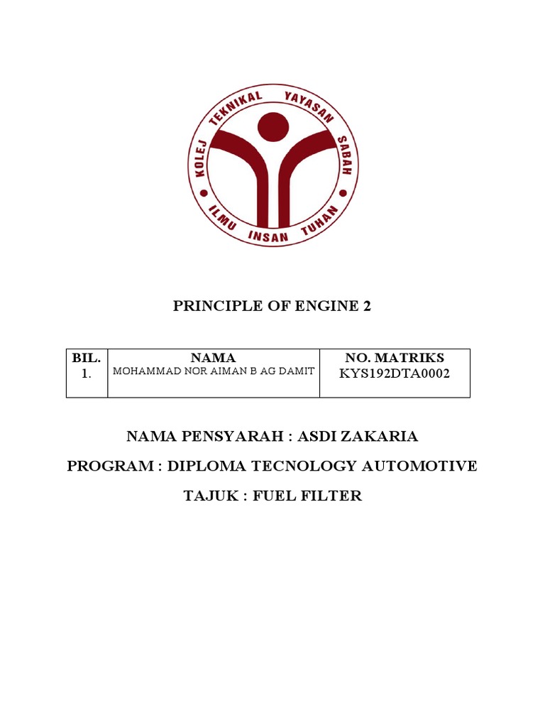 Fuel filter function | PDF