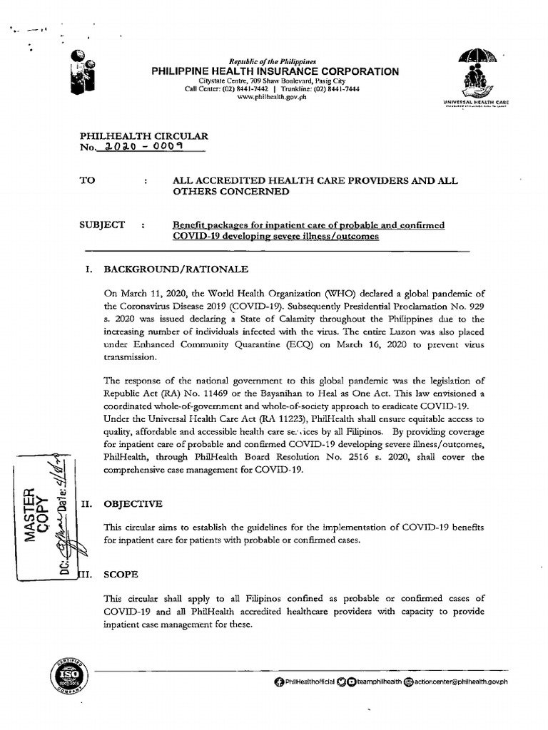 Philhealth Circulars Nos 2020-0009 2020-0010 2020-0011 | PDF