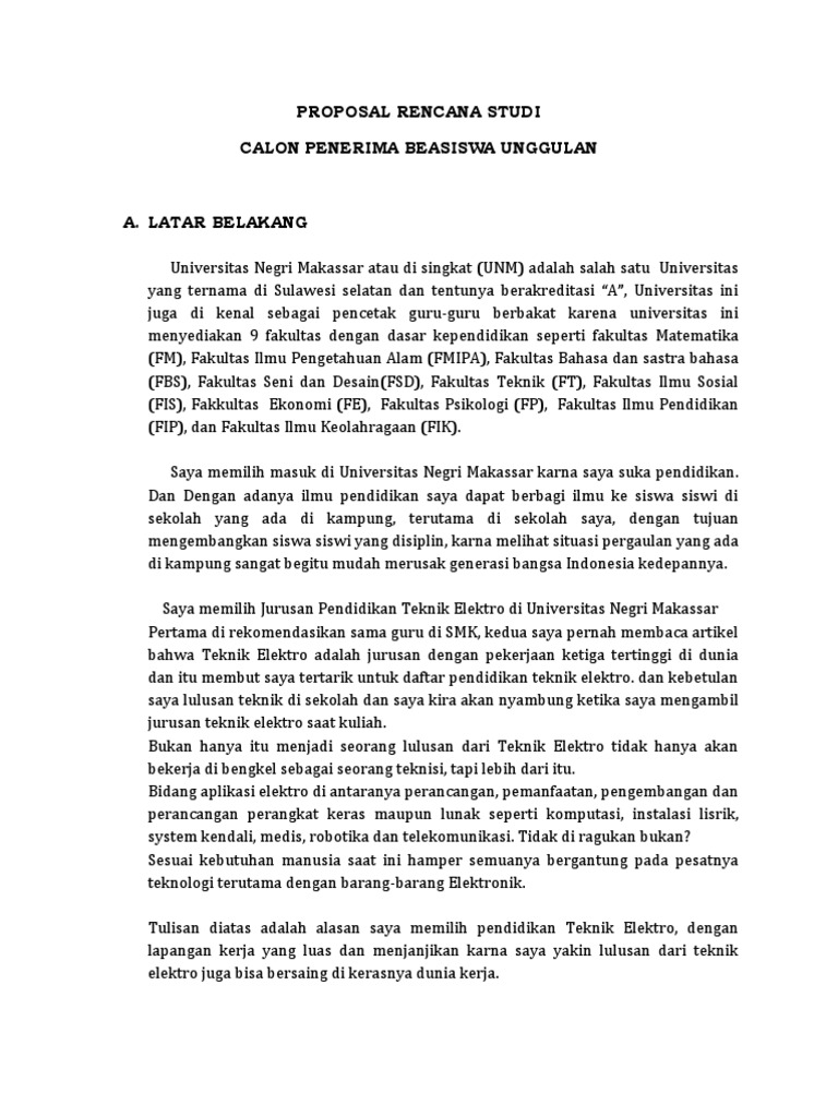 Contoh Proposal Rencana Studi | PDF