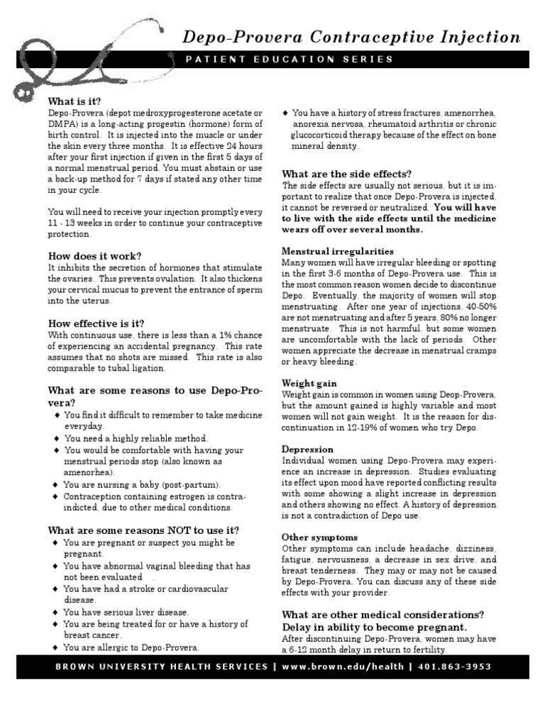 Depo-Provera Contraceptive Injection: What Is It? | PDF | Menstrual ...