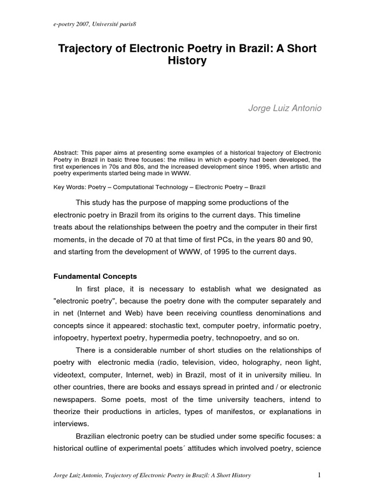 Brazilian E-Poetry Evolution | PDF | Poetry | Hypertext