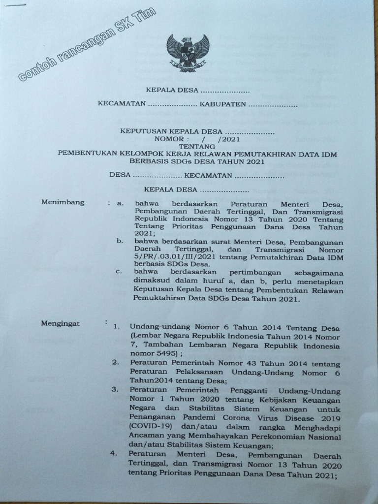 Contoh SK Tim SDGS | PDF