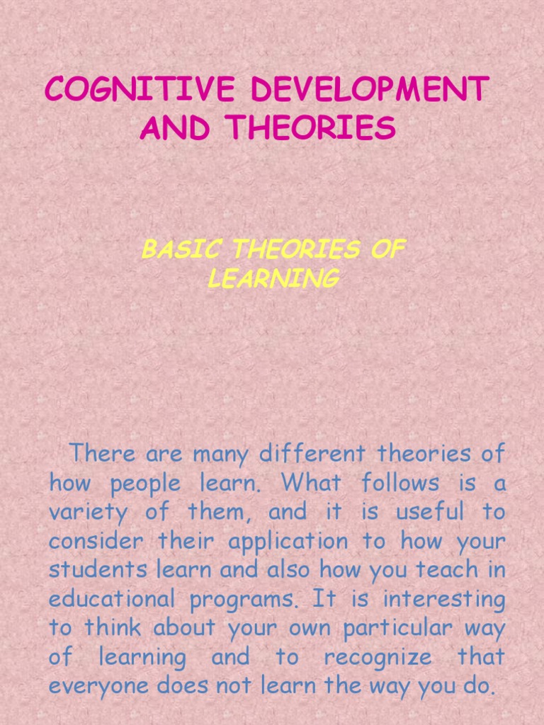 Cognitive Development and Theories | PDF | Learning | Reinforcement