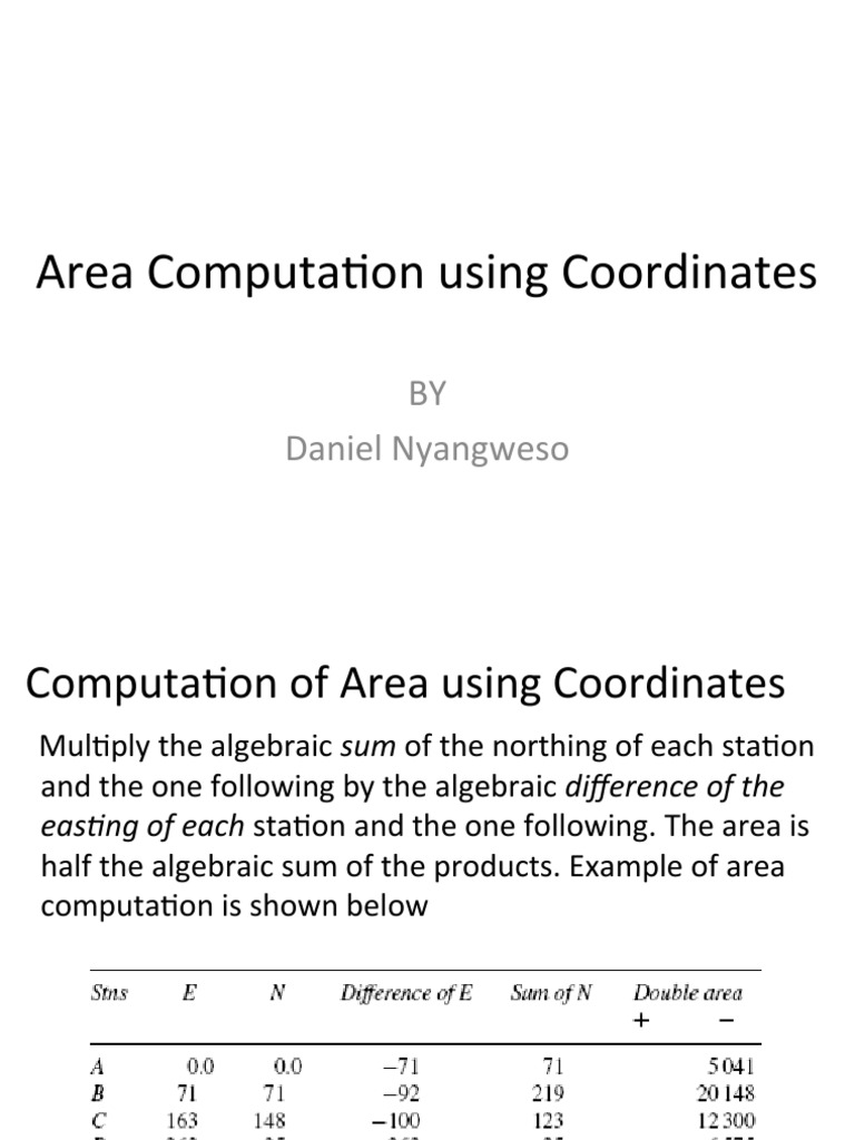 SURVEYING II 6 Area Computation by Coordinate MTD | PDF | Science ...
