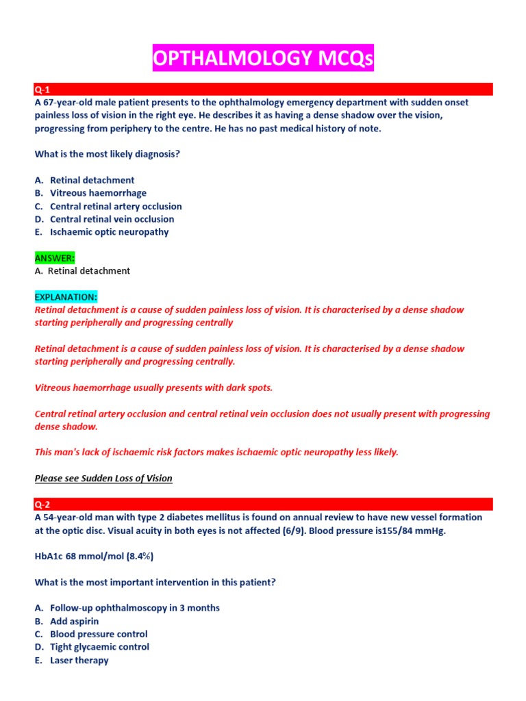 Passmedicine MRCP Mcqs-Ophthalmology | Download Free PDF | Glaucoma ...