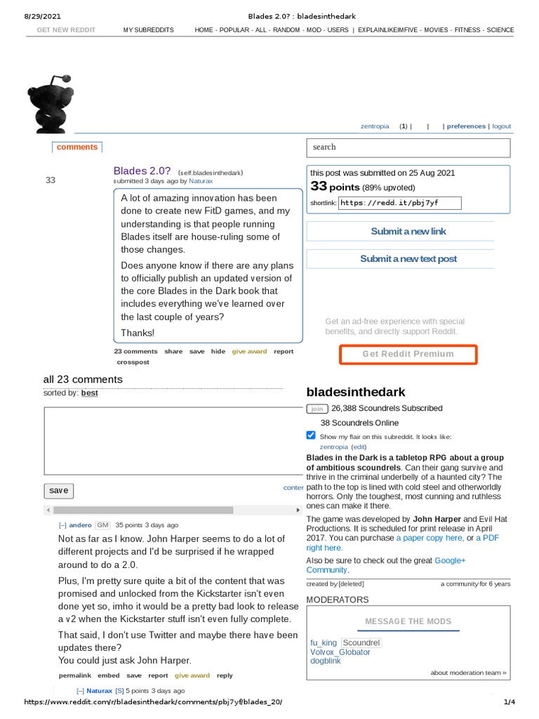 Blades 2.0 - Bladesinthedark | PDF