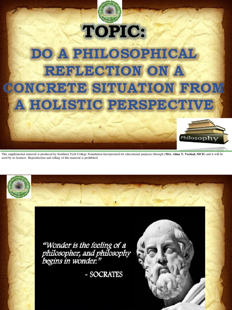 Week 1 - Do A Philosophical Reflection On Concrete Situation | PDF ...