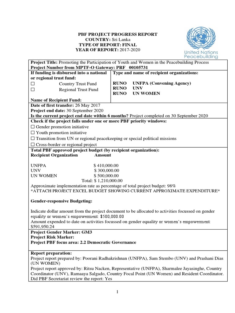 Project End Report - 2020 | PDF | Peacebuilding | Evaluation