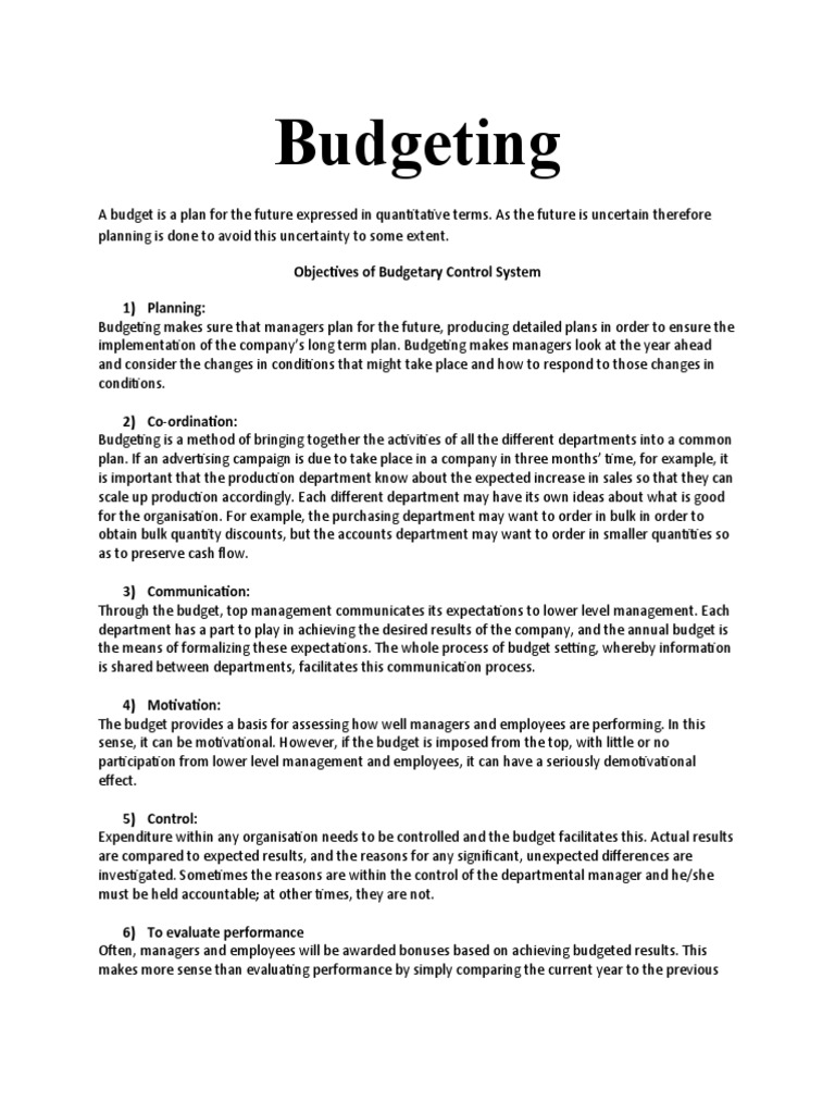 Budgeting Theory F5 Notes | PDF | Business | Economies