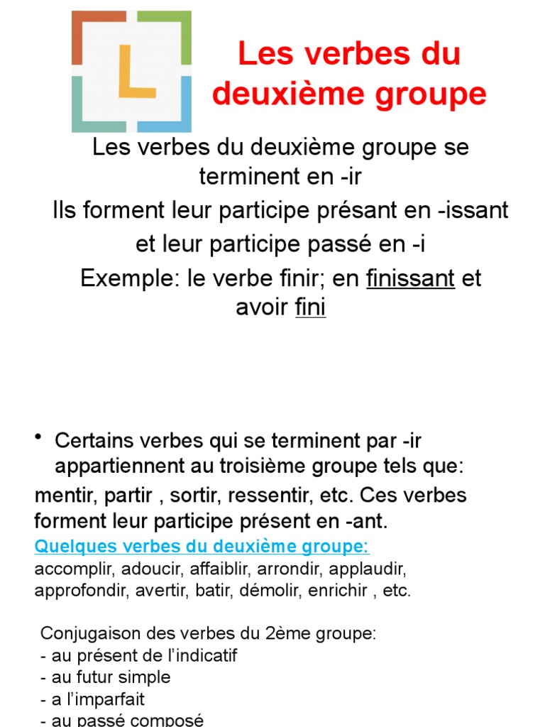 Les Verbes Du 2 Groupe | PDF | Verbe | Syntaxe