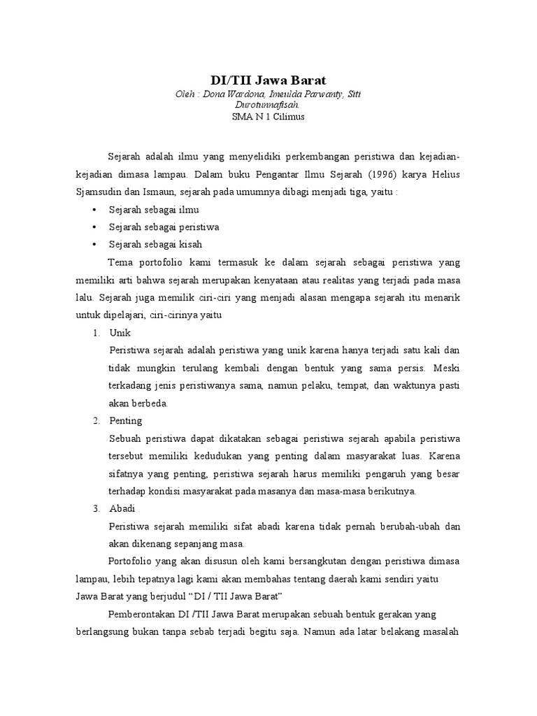 Pemberontakan DI/TII di Jawa Barat | PDF | Politik | Sejarah