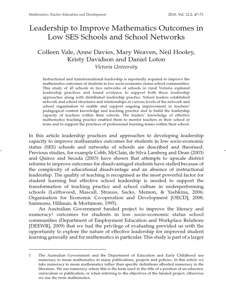 Leadership and Mathematics | PDF | Teachers | Leadership