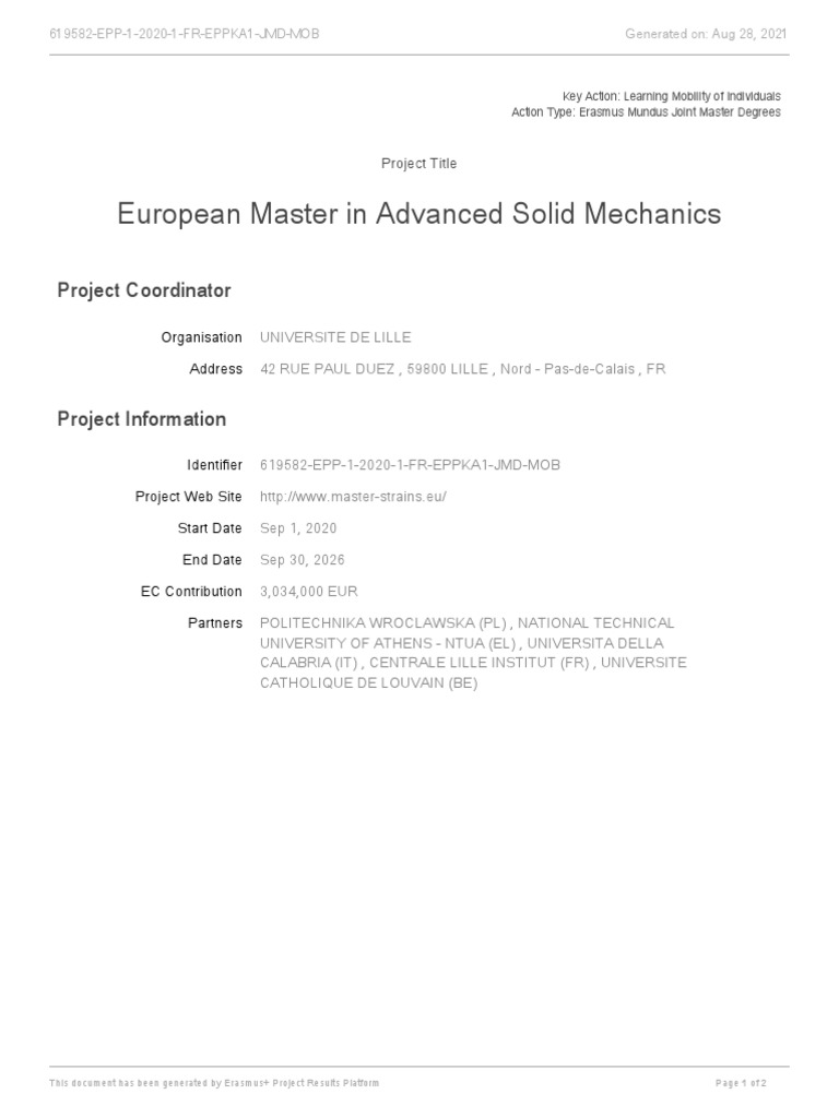 European Master in Advanced Solid Mechanics | PDF | Engineering | Solid Mechanics