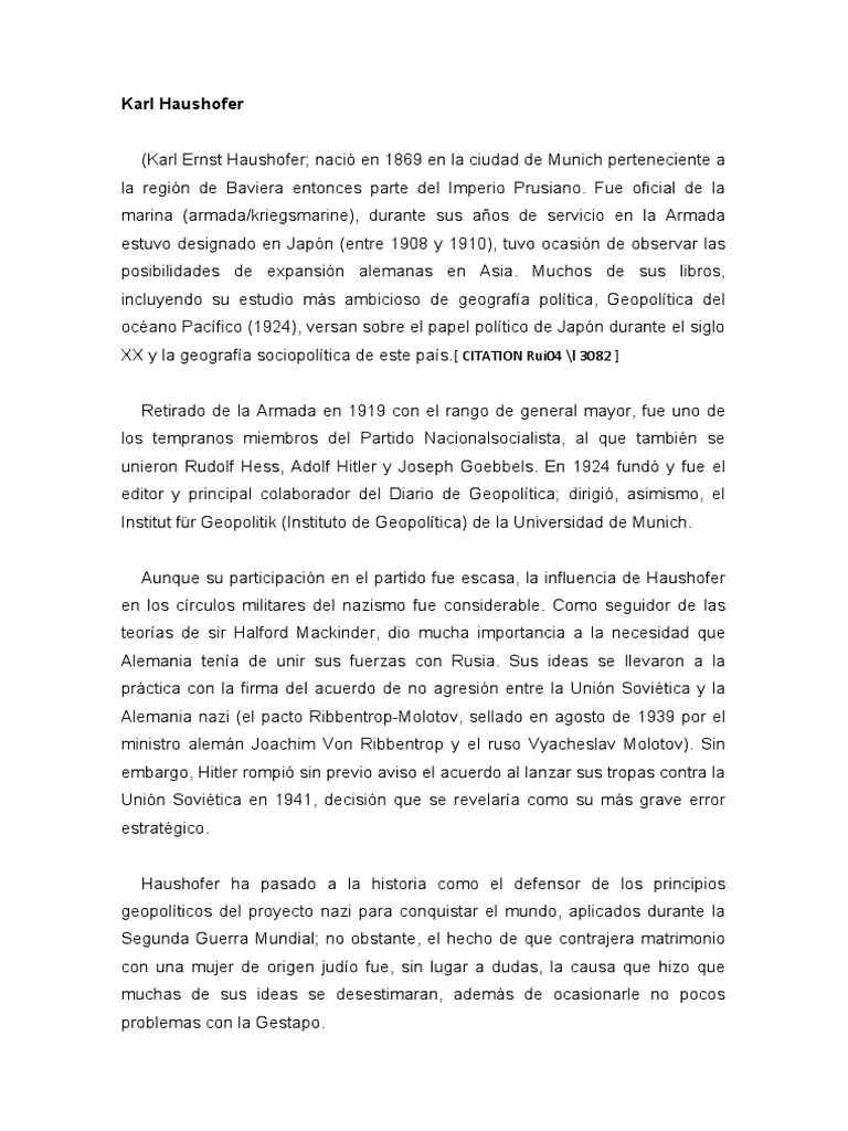 Karl Haushofer y Pinochet | PDF | Geopolítica | Augusto Pinochet
