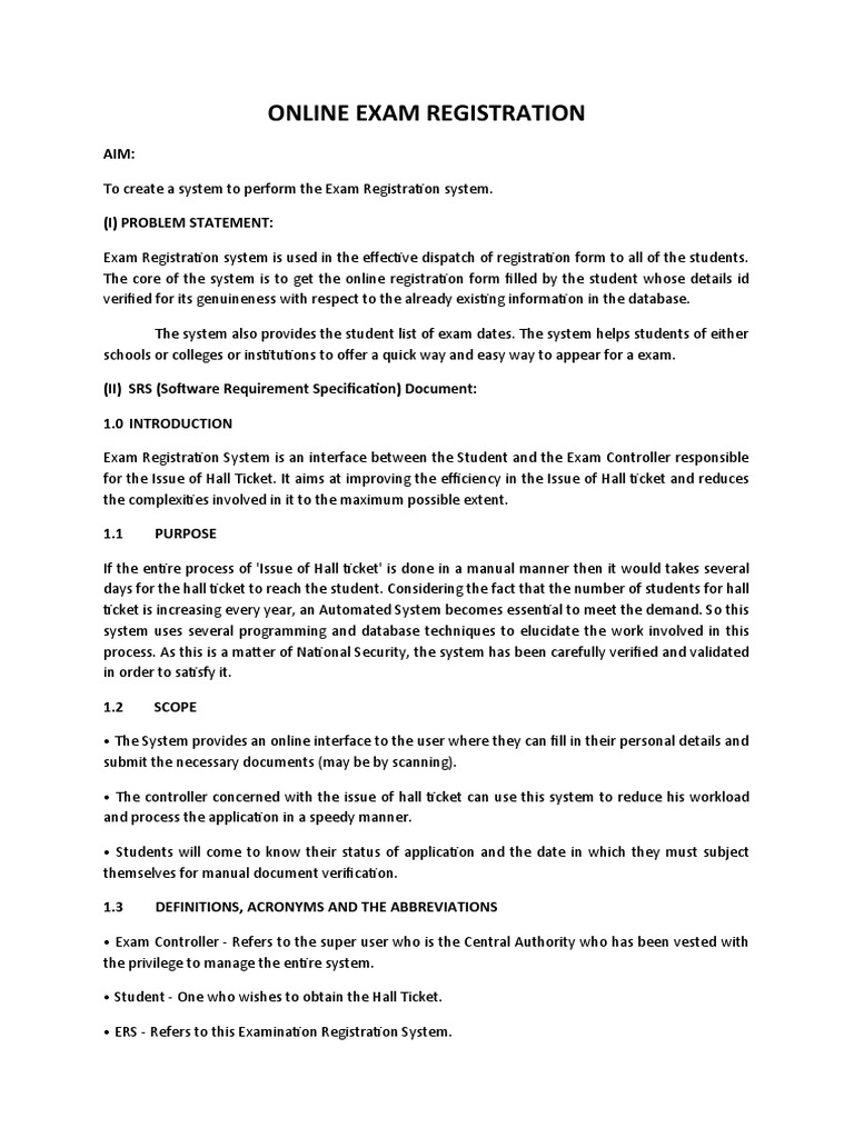 Online Exam Registration System | Download Free PDF | Databases ...