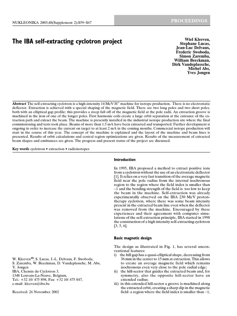 The IBA Self-Extracting Cyclotron Project | PDF | Field (Mathematics) | Amplitude