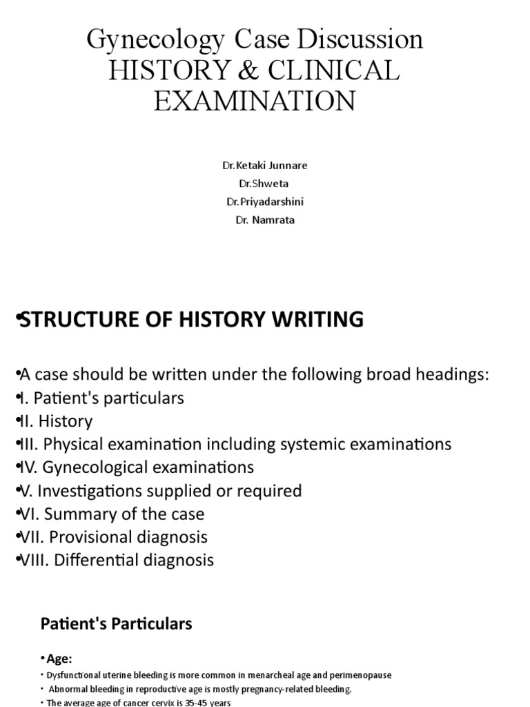 Gynac History Taking Final | PDF | Vagina | Menstruation