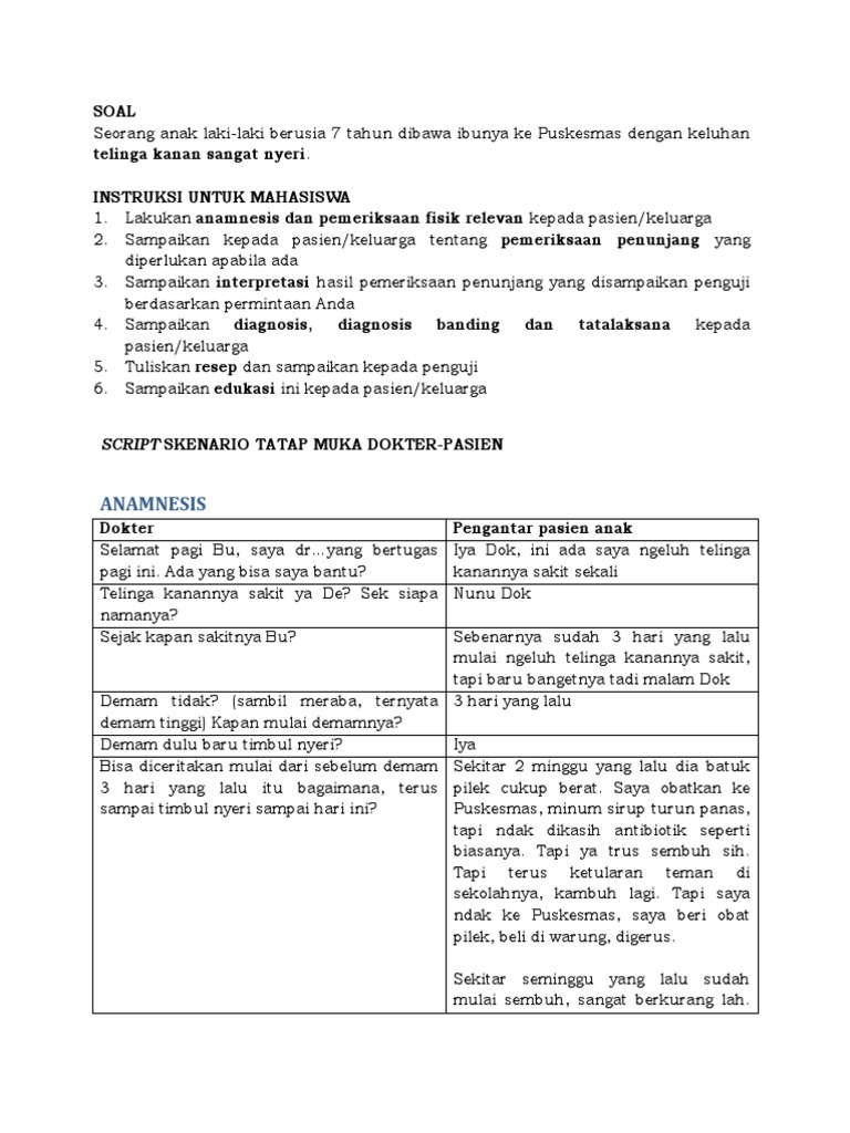 2-DR-PATIENT ENCOUNTER SCRIPT - OMA 7yo | PDF