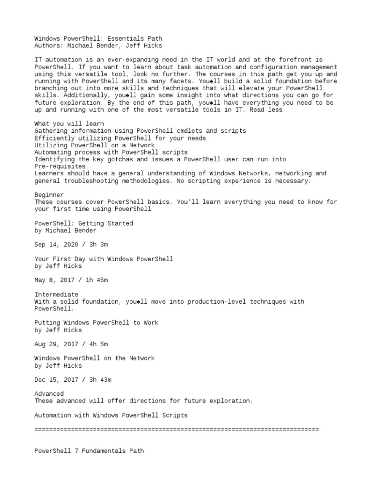 Powershell Fundamentals Path | PDF | Application Software | Software ...