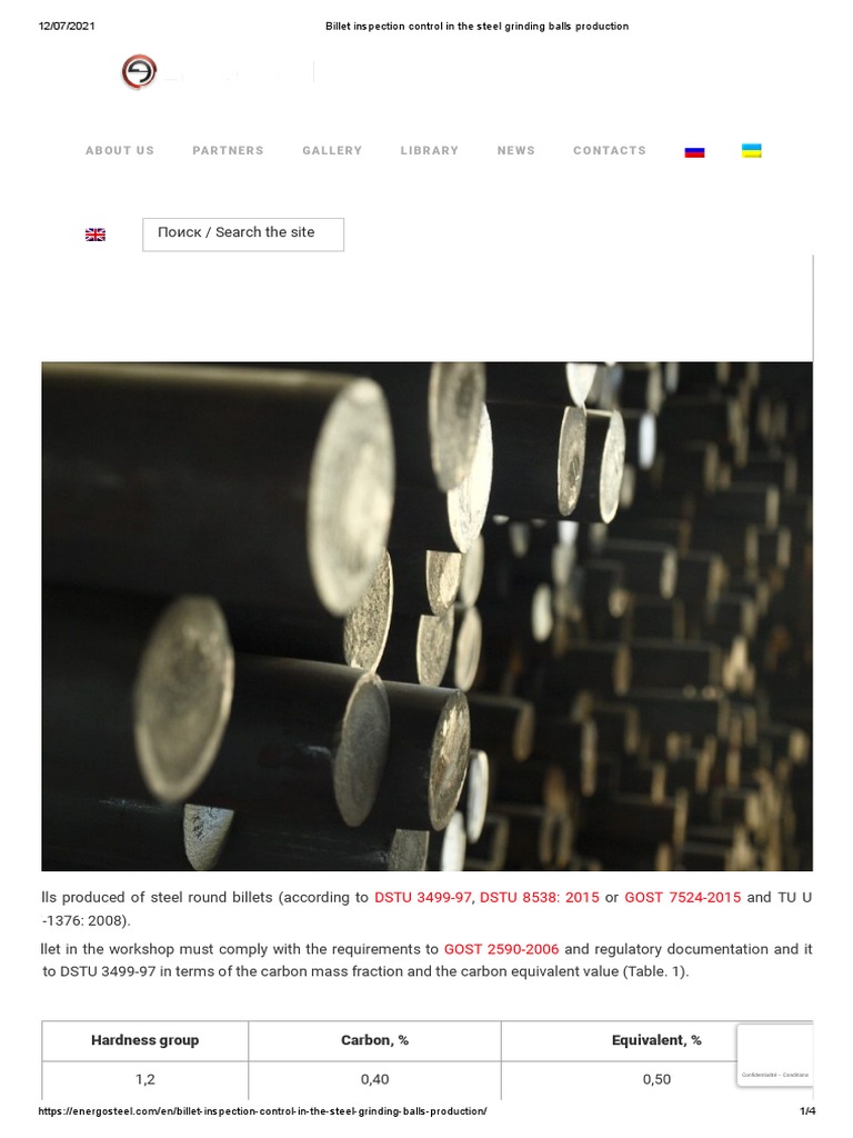 Billet Inspection Control in The Steel Grinding Balls Production | PDF ...