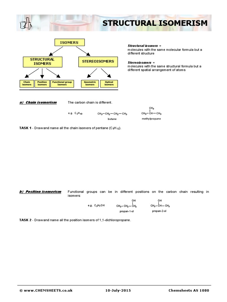 Chemsheets AS 1080 Structural Isomerism | PDF | Isomer | Functional Group