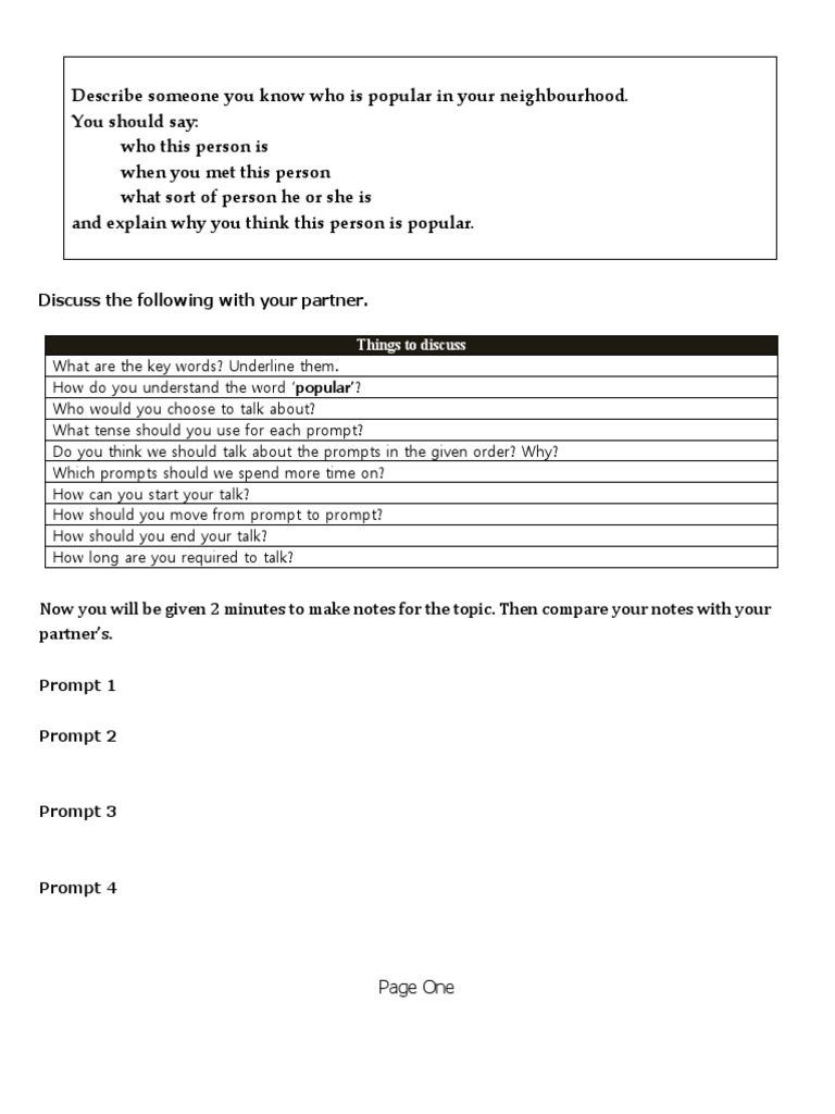 Ielts Speaking Part Two Describing People New | PDF