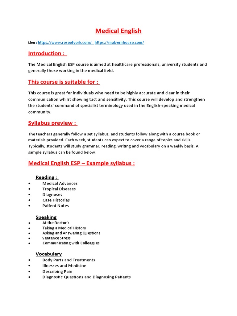 English For Medical | PDF | Medicine | English Language