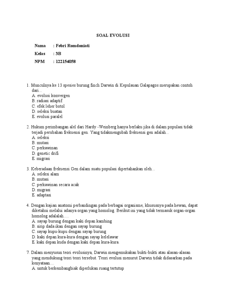 Soal Evolusi | PDF