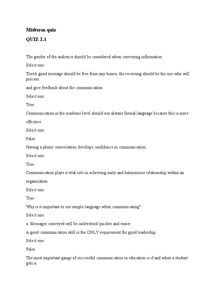 Midterm Quiz Purcom | PDF | Communication | Information