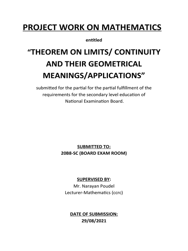Project on limits and continuity | PDF | Trigonometric Functions | Continuous Function