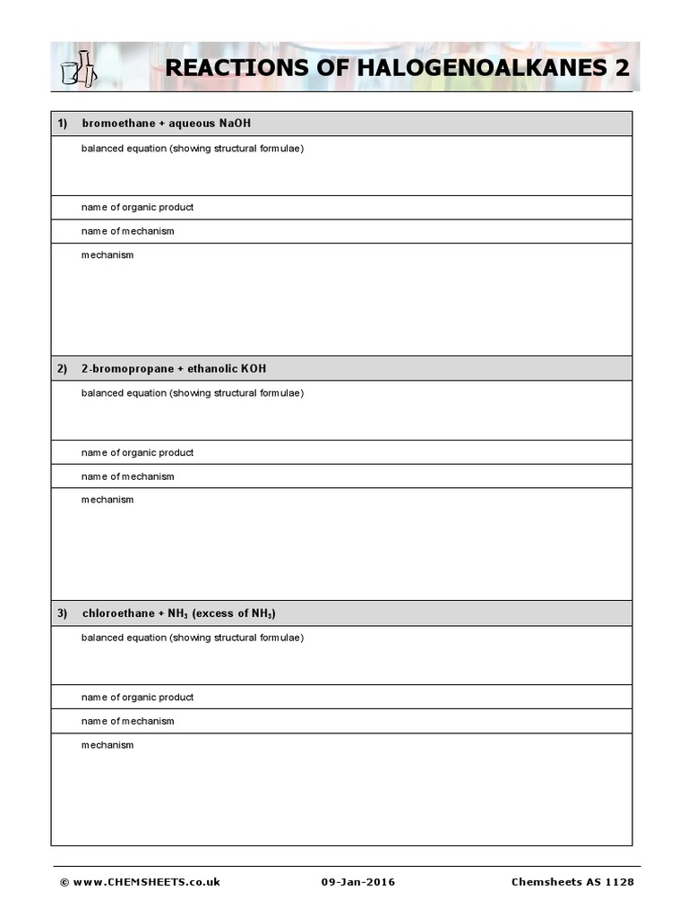 Reactions of Halogenoalkanes 2: 1) Bromoethane + Aqueous Naoh | PDF