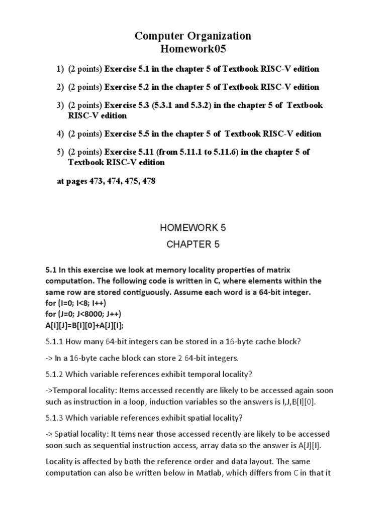Computer Organization Homework05: RISC-V Edition | PDF | Cpu Cache | Software Engineering