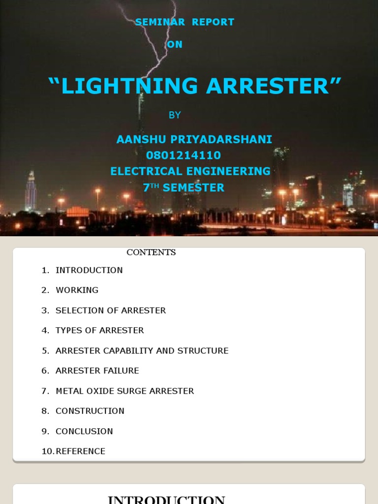 "Lightning Arrester": Seminar Report ON | PDF | Lightning ...
