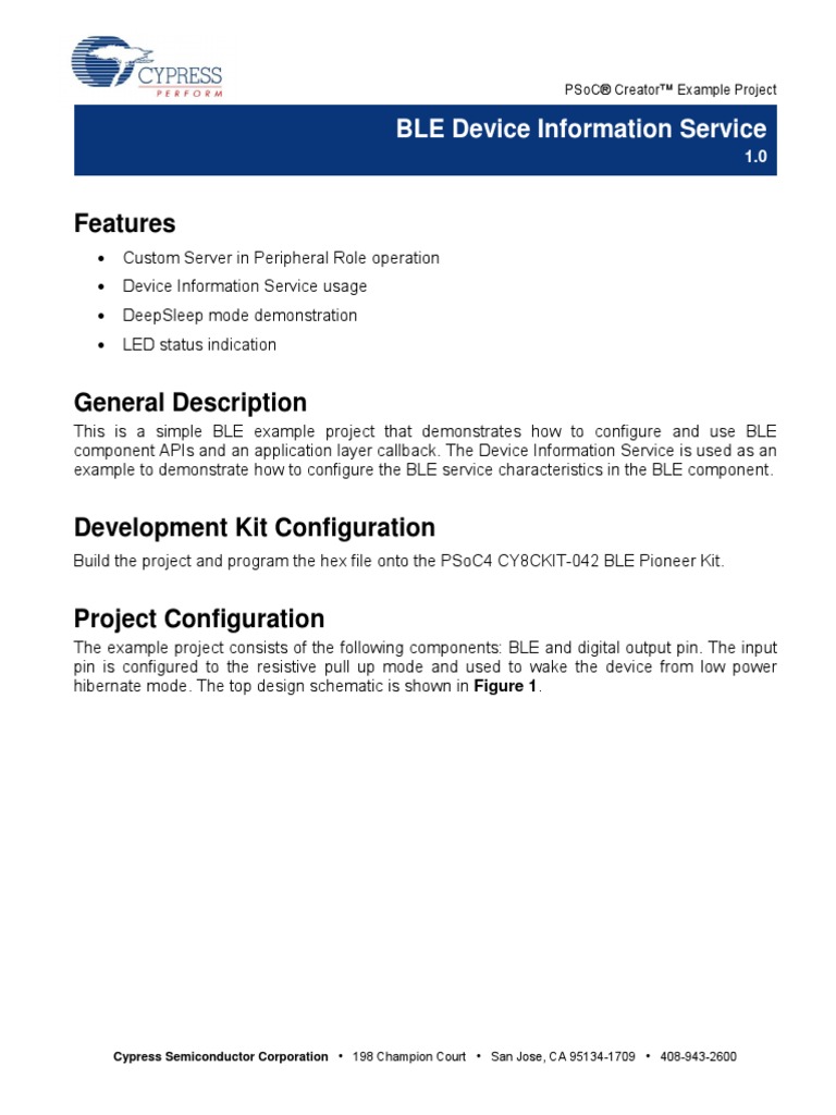 Features: BLE Device Information Service | PDF | Source Code | Mobile App