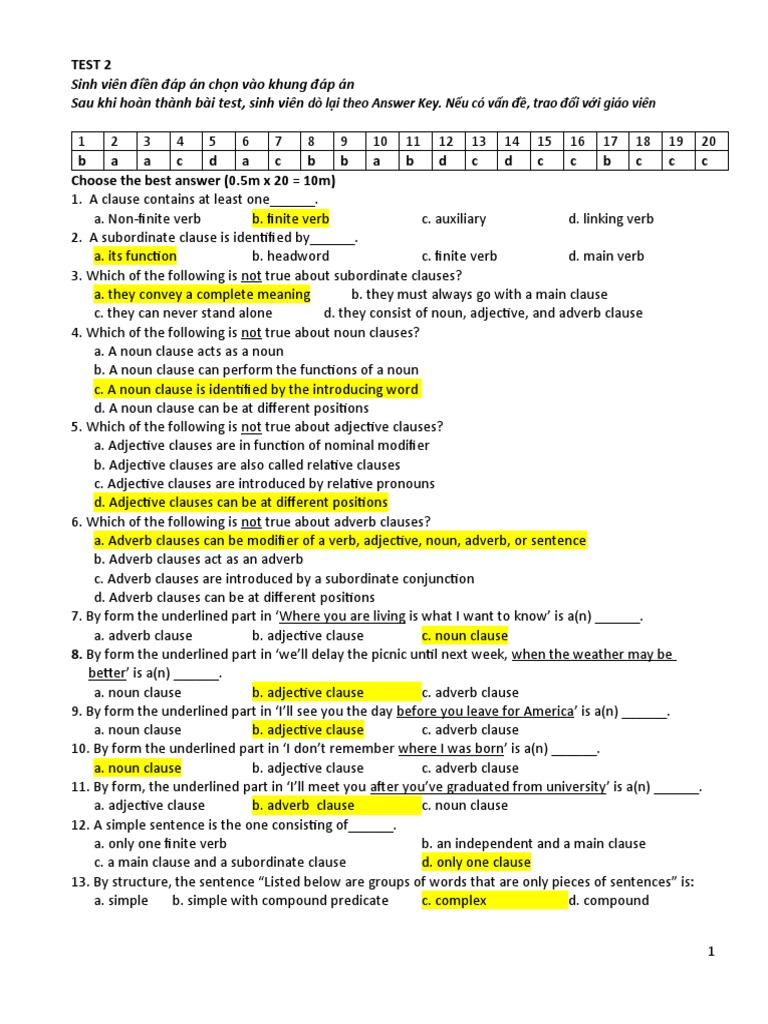 Syntax Test 2 | PDF | Clause | Adverb