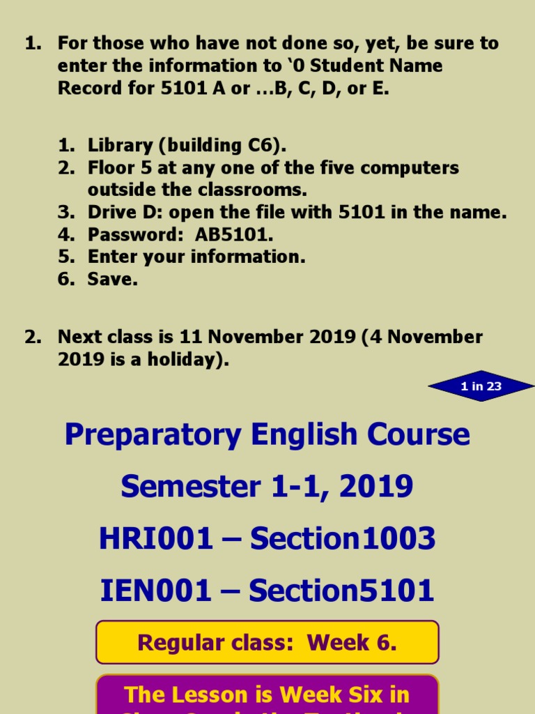 Lesson Week Six PEC Class | PDF | Essays | Homework