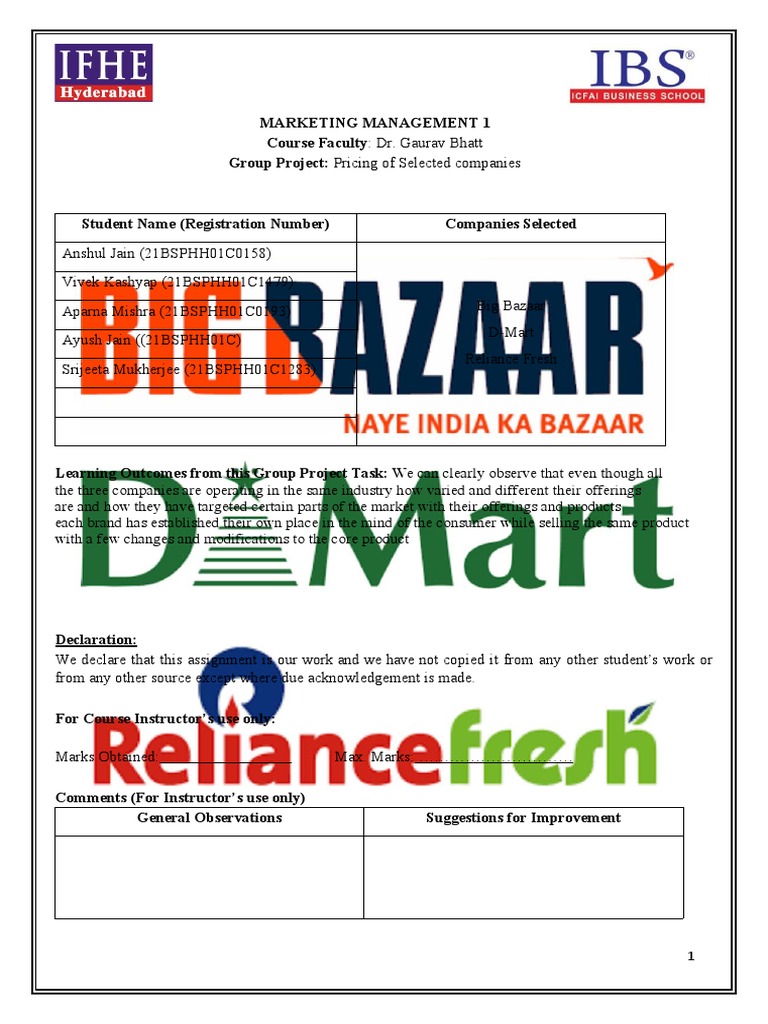 MM Project - Final | PDF | Retail | Pricing