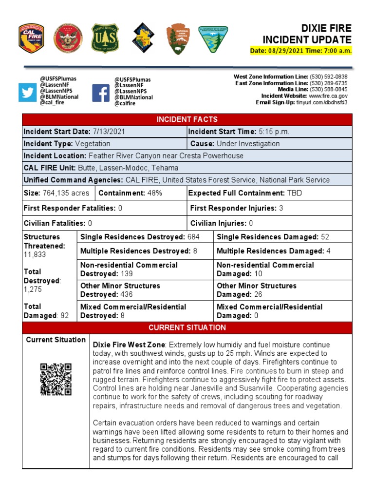 Dixie Fire Incident Update 08/29/2021 | PDF