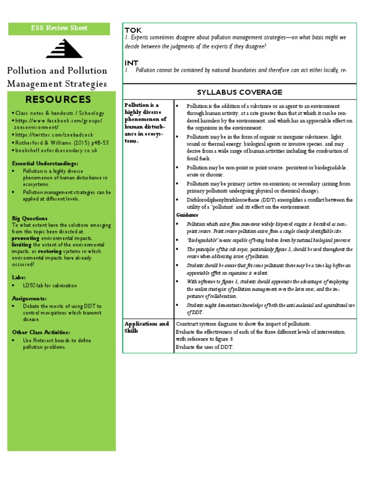 Pollution and Pollution Management Strategies | PDF | Pollution | Ddt